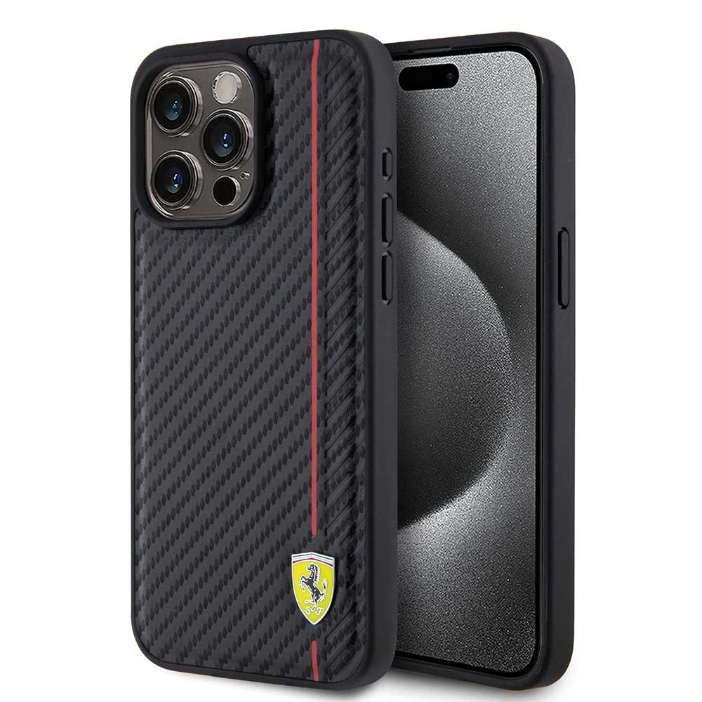 Ferrari PU Leather Carbon Red Line iPh. 15 Pro Max | iSpace.cz