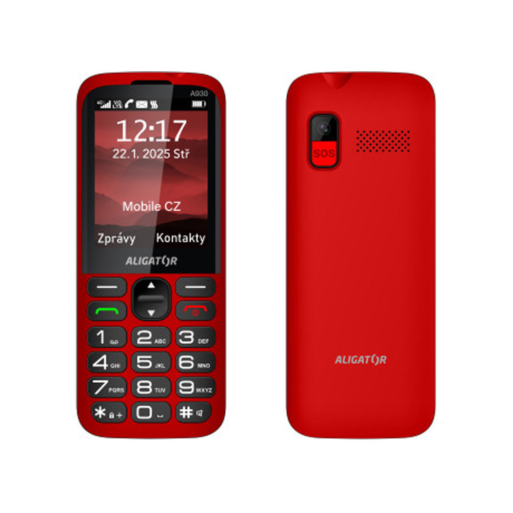 Tlačítkový mobilní telefon Aligator A930 GPS Senior Red | iSpace.cz